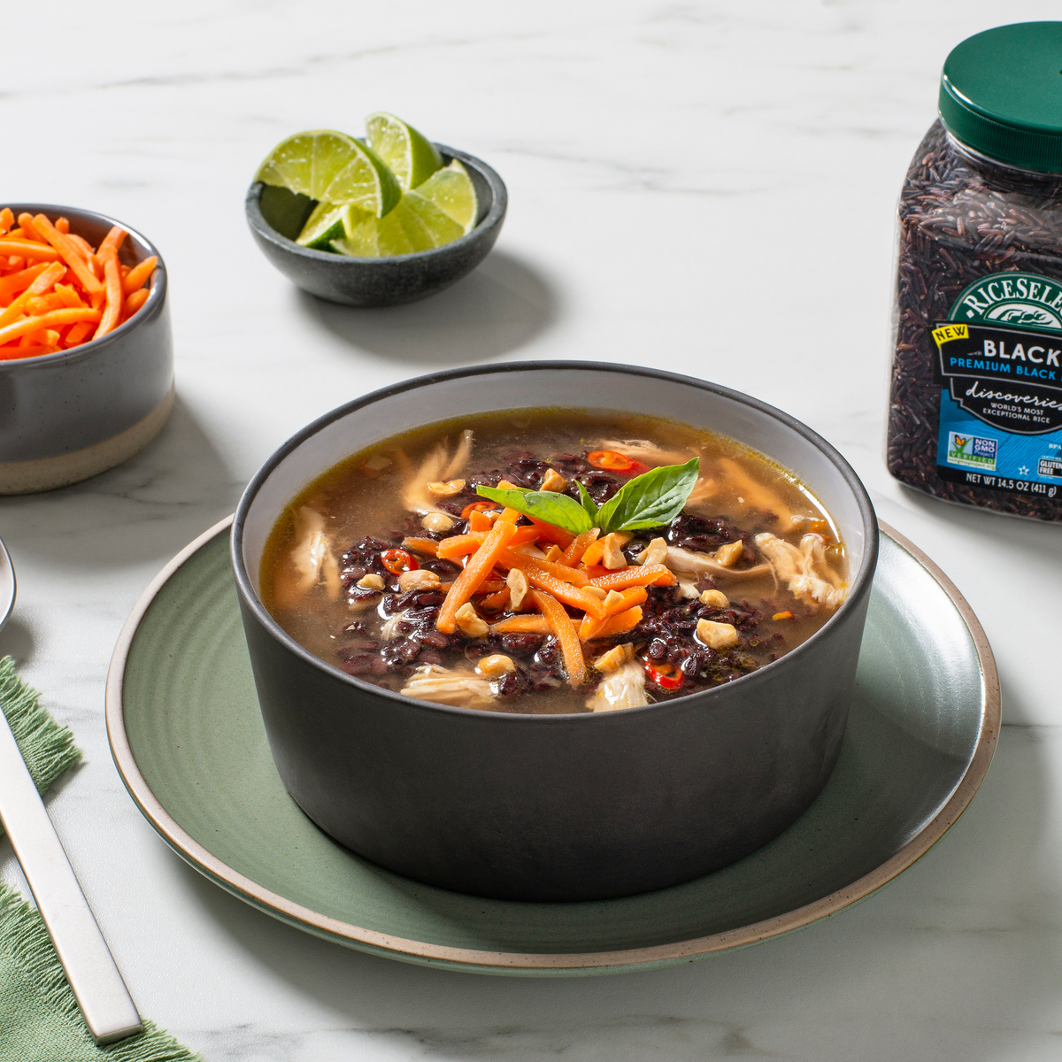 RiceSelect® | Thai-inspired Chicken and Black Rice Soup Recipe