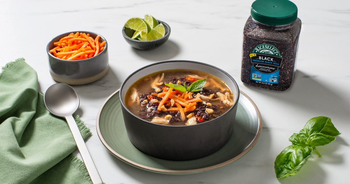RiceSelect® | Thai-inspired Chicken and Black Rice Soup Recipe